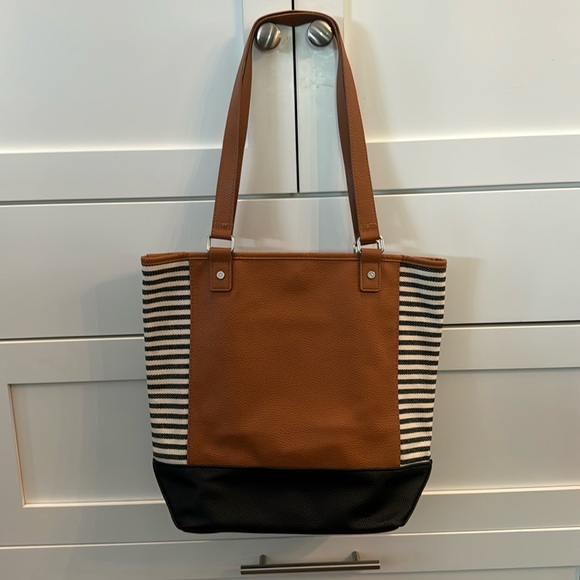thirty-one | Bags | 3 Colorblock Tote In Caramel Charm Pebble Excellent ...